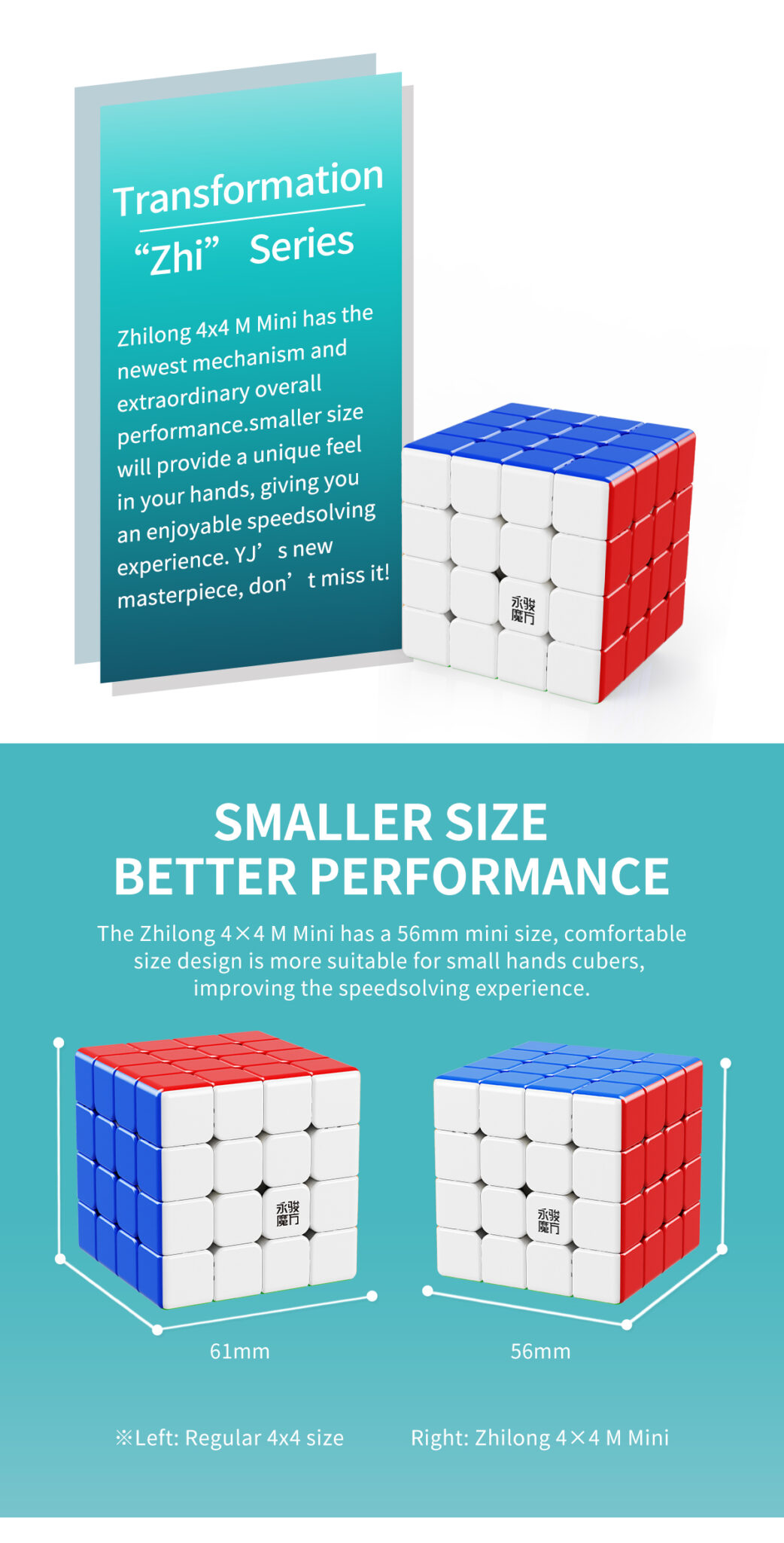 YJ Zhilong Mini M 4x4x4 UV-Coated ステッカーレス | smartship store